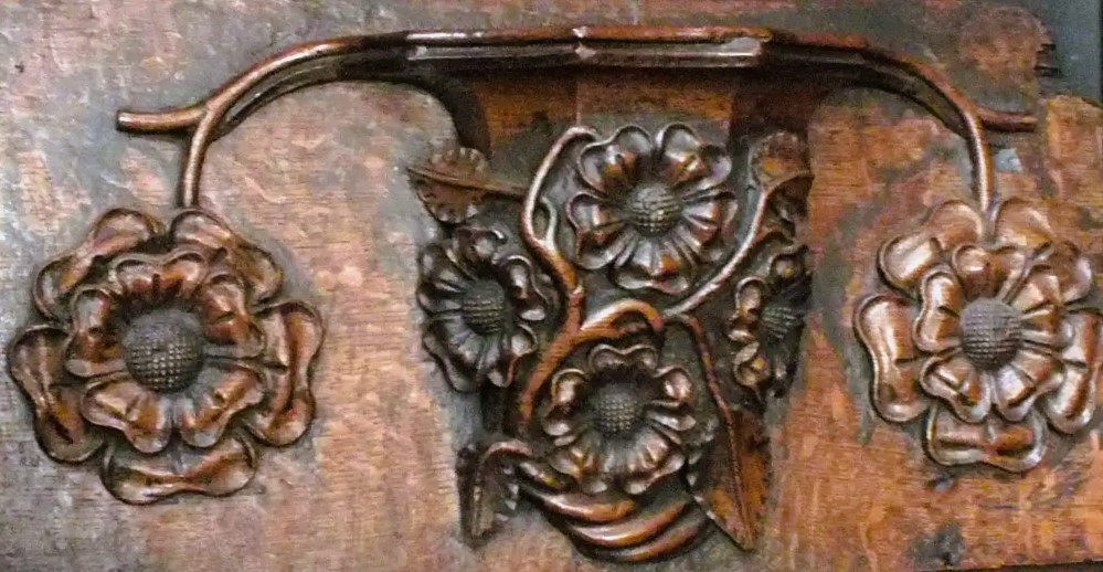An elegant and detailed carving of the white rose, the symbol the ...